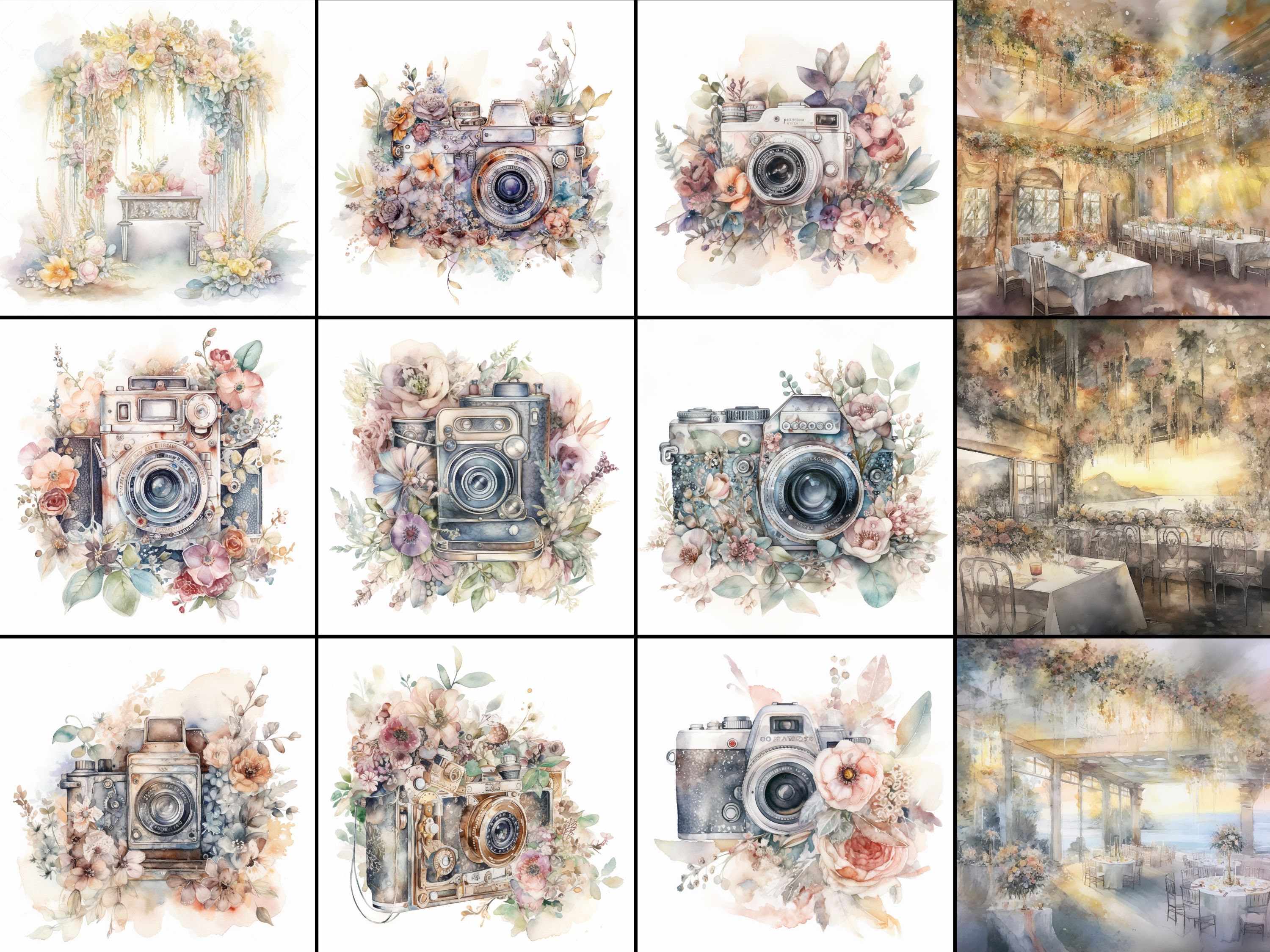 Vintage Wedding Clipart Mega Bundle Pastel Watercolor - Etsy UK