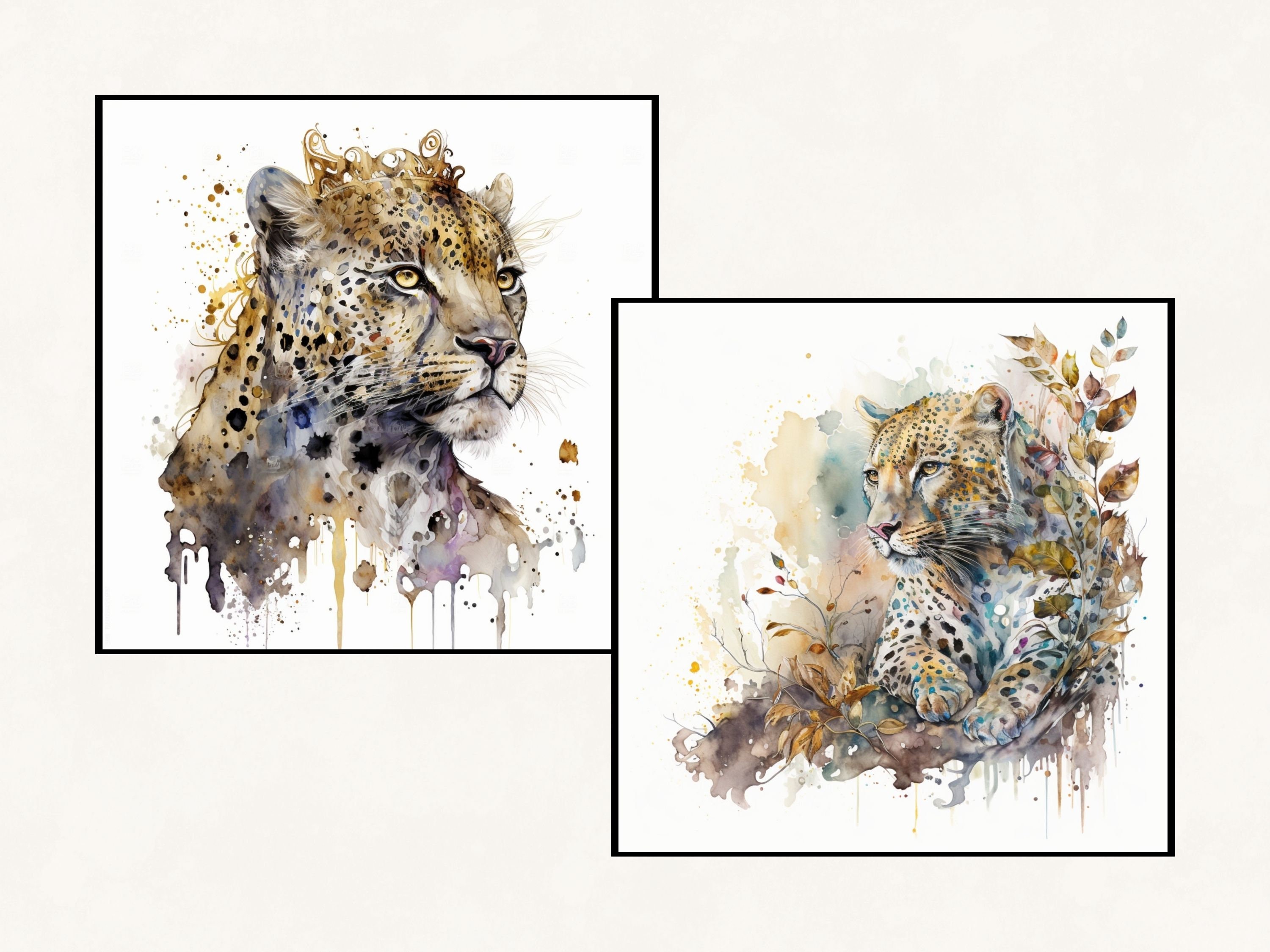 Magic Leopard Clipart Commercial Use Watercolor Enchanted - Etsy