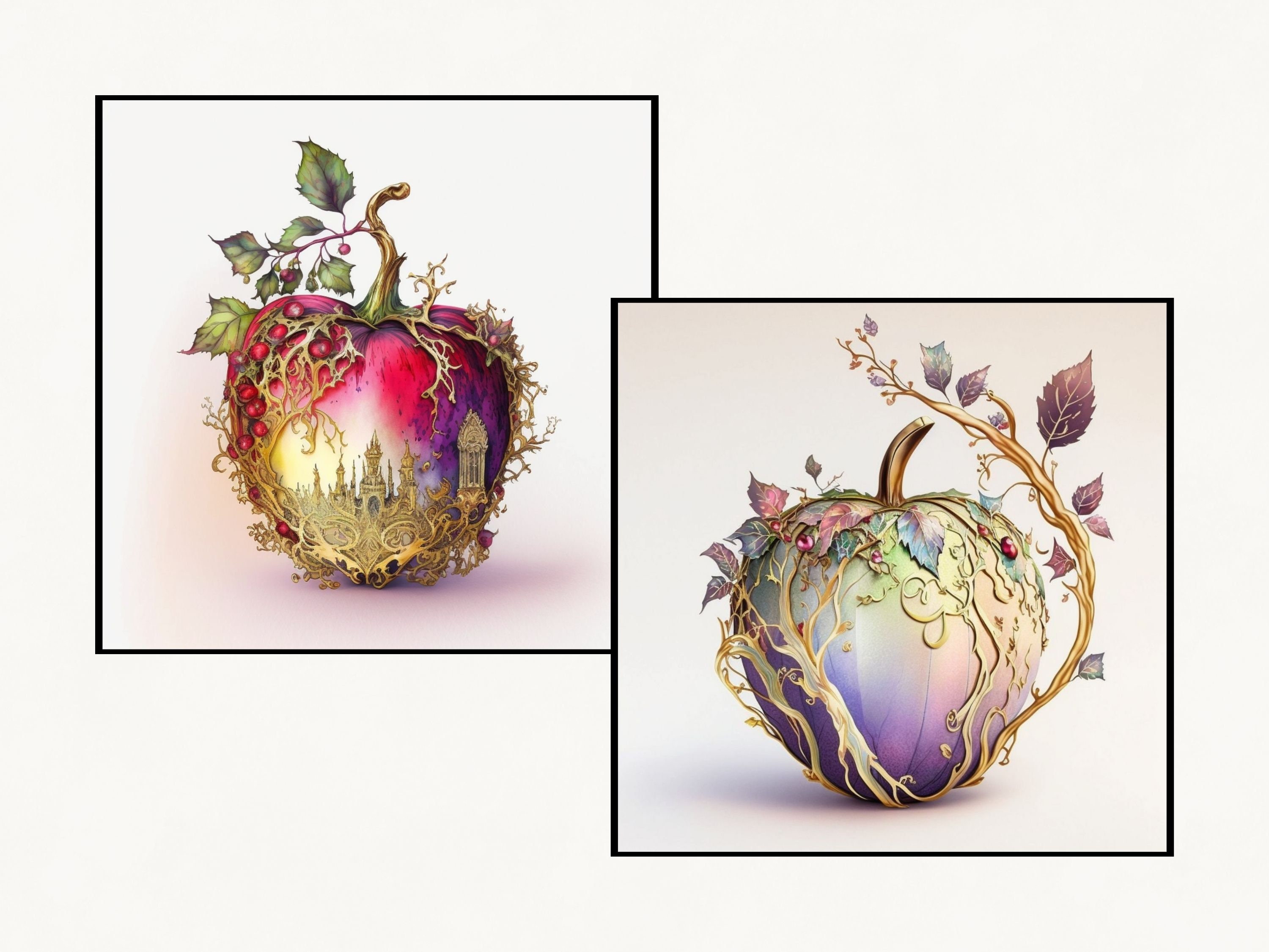 Enchanted Apple Print Art Commercial Use Watercolor Magic - Etsy