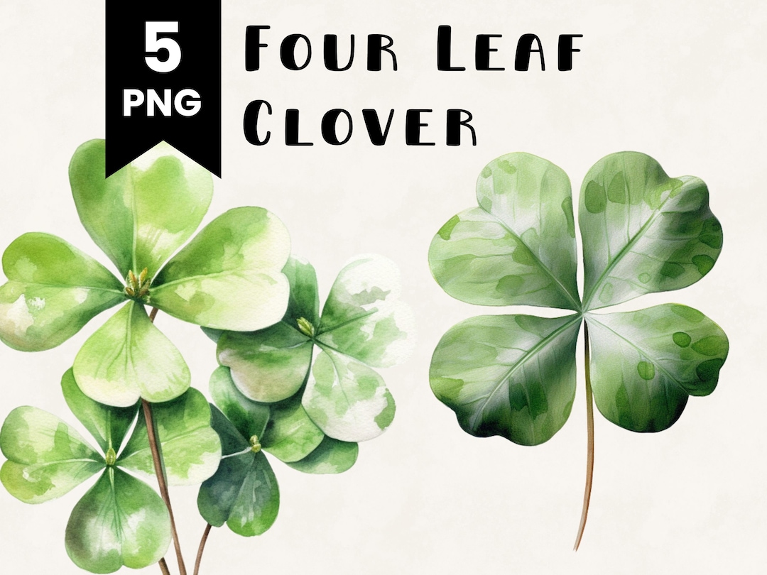 Four Leaf Clover Clipart Bundle Commercial Use Watercolor Four Leaf ...