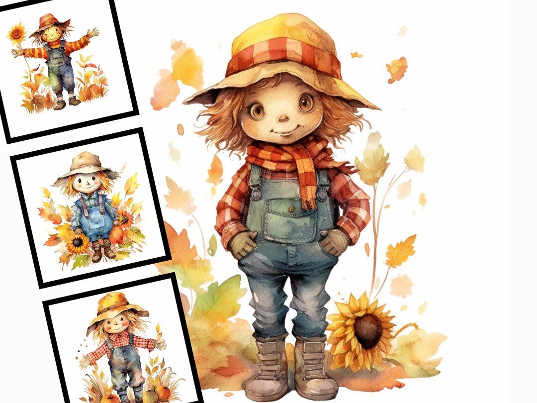 Nursery Scarecrow Clipart Watercolor Commercial Use Digital Design ...