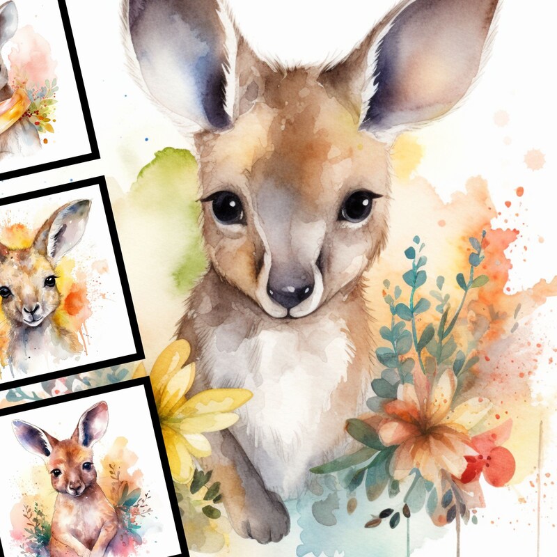 Kangaroo Watercolor - Etsy