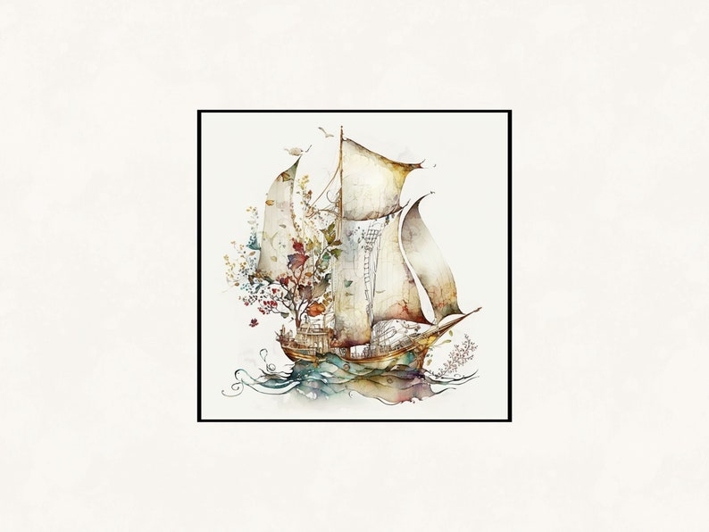 Magic Ship Clipart Commercial Use Watercolor Enchanted Sail - Etsy