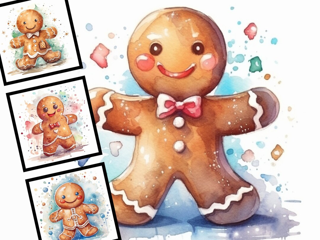 Watercolor Gingerbread Man Clipart: Nursery Illustration Bundle ...