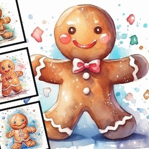 Watercolor Gingerbread Man Clipart: Nursery Illustration Bundle ...