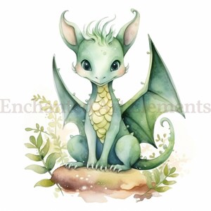 Cute Dragon Clipart Watercolor Illustration Kids Clipart Commercial Use ...