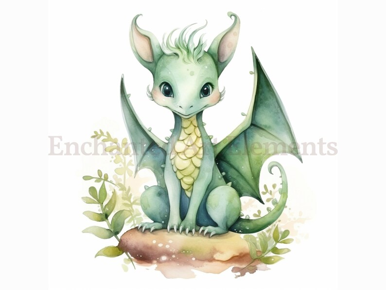 Cute Dragon Clipart Watercolor Illustration Kids Clipart - Etsy