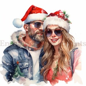 Christmas Couple Clipart Watercolor Illustration Commercial Use Digital ...