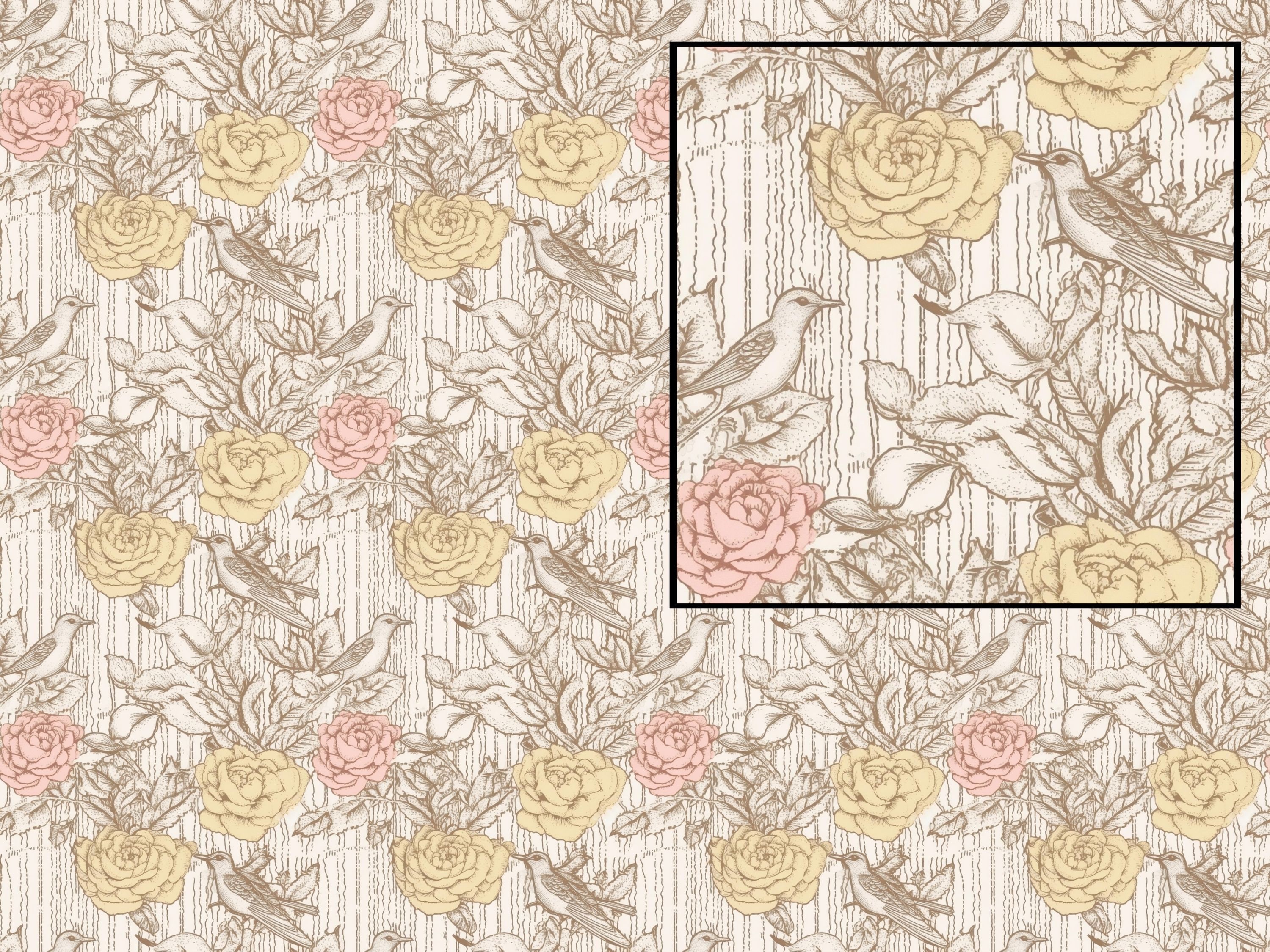 Floral Line Drawing Wallpaper Downloadable Paper for - Etsy