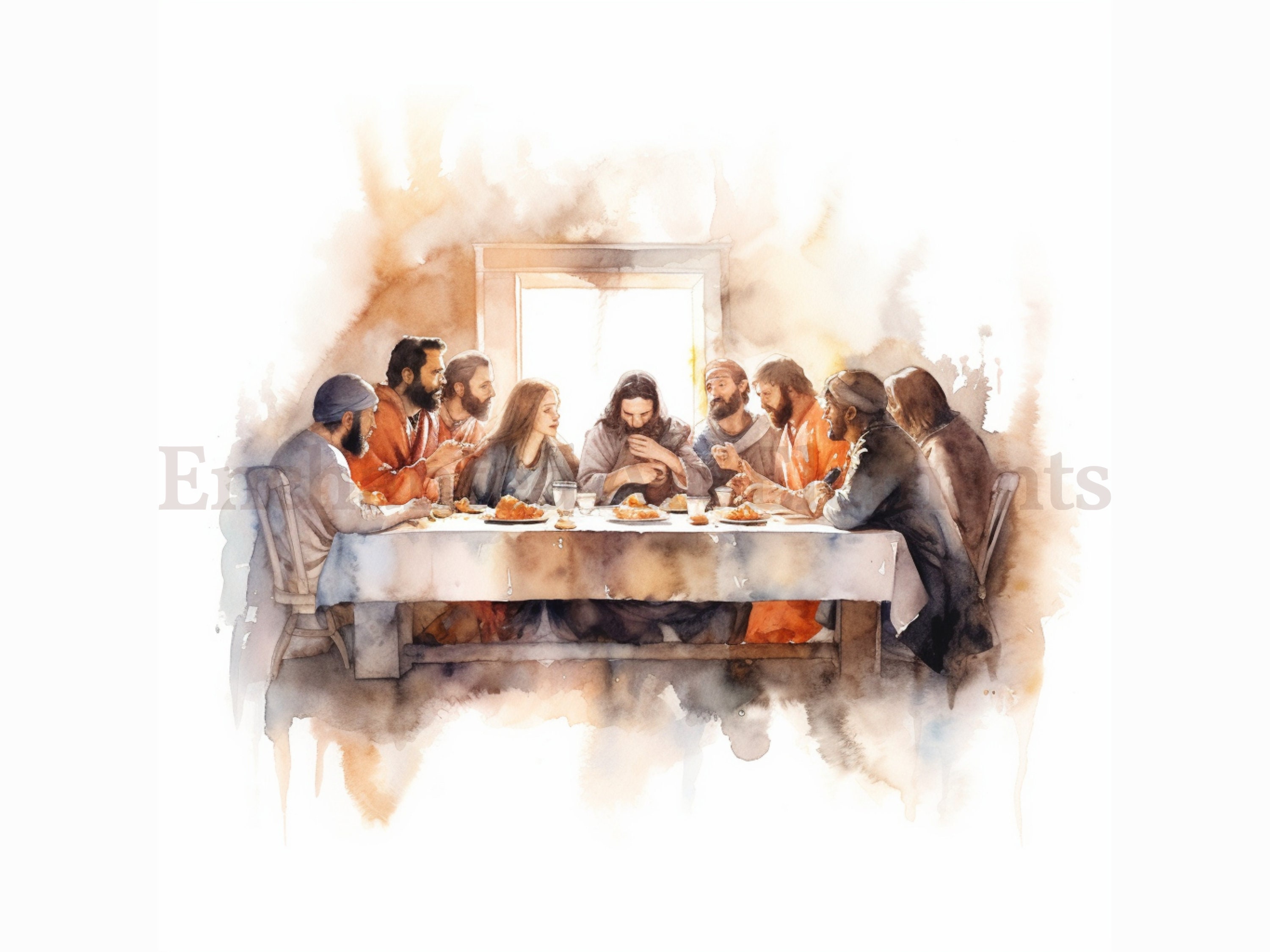 Last Supper Clipart Watercolor Illustration Commercial Use - Etsy
