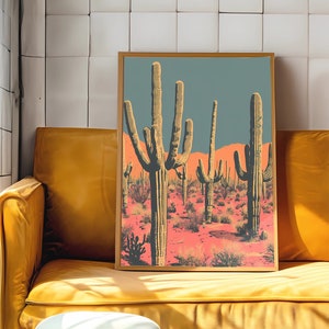Saguaro Cactus Art Print: Vibrant Desert Wall Art (digital Download ...