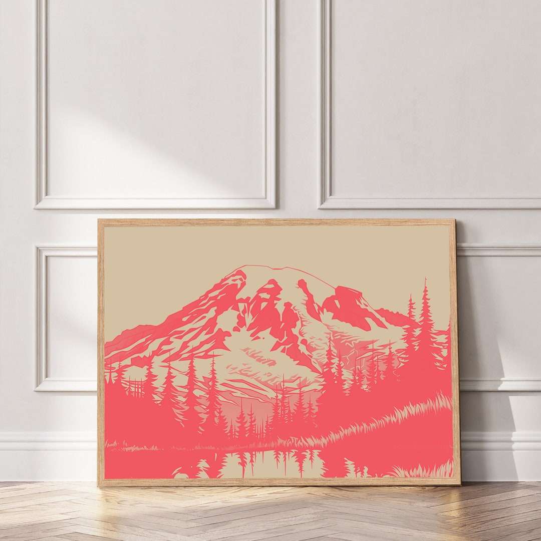 Mt. Rainier Art Print, Digital Download, Printable Wall Art ...