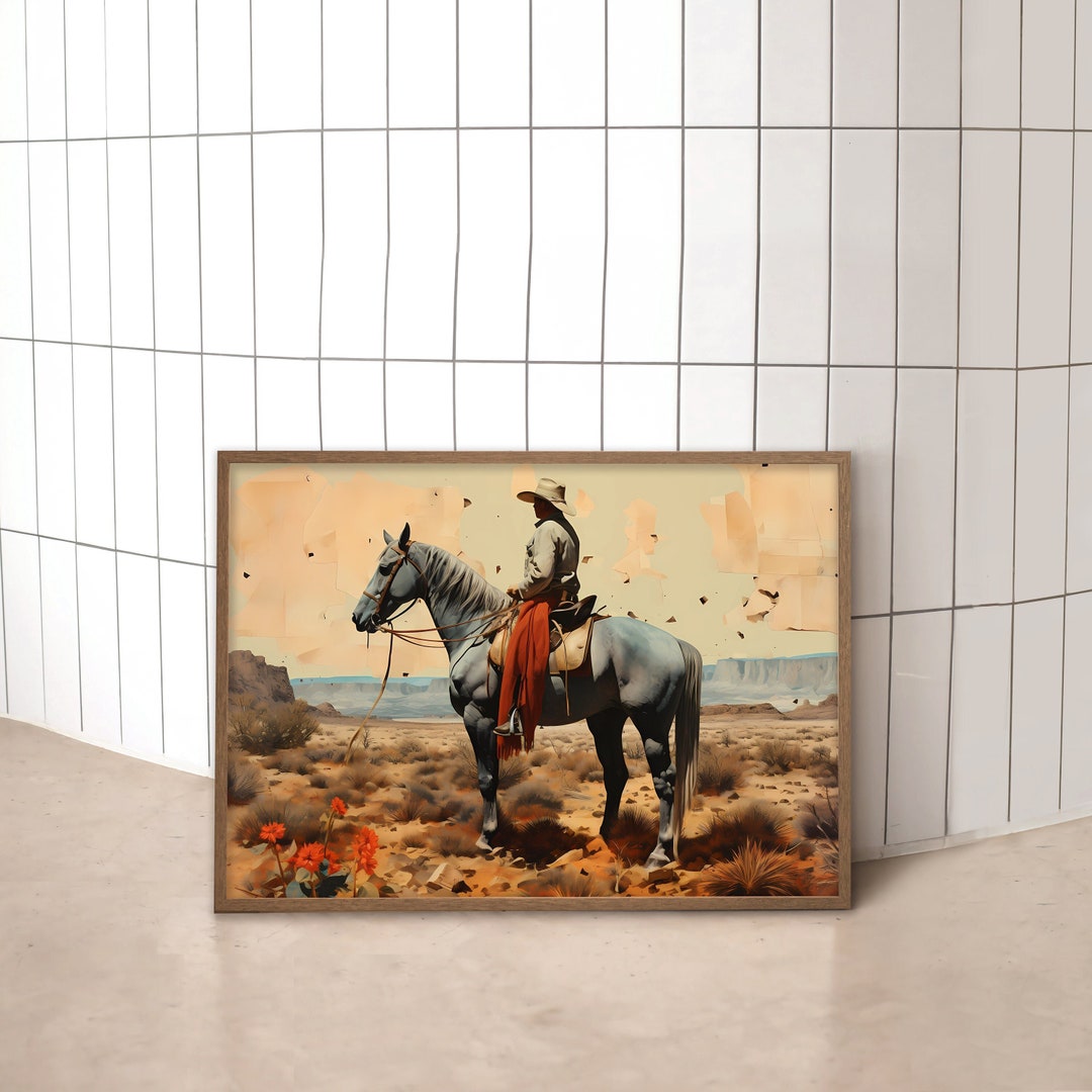 Western Cowboy Collage Art Print, Digital Download, Printable Wall Art ...