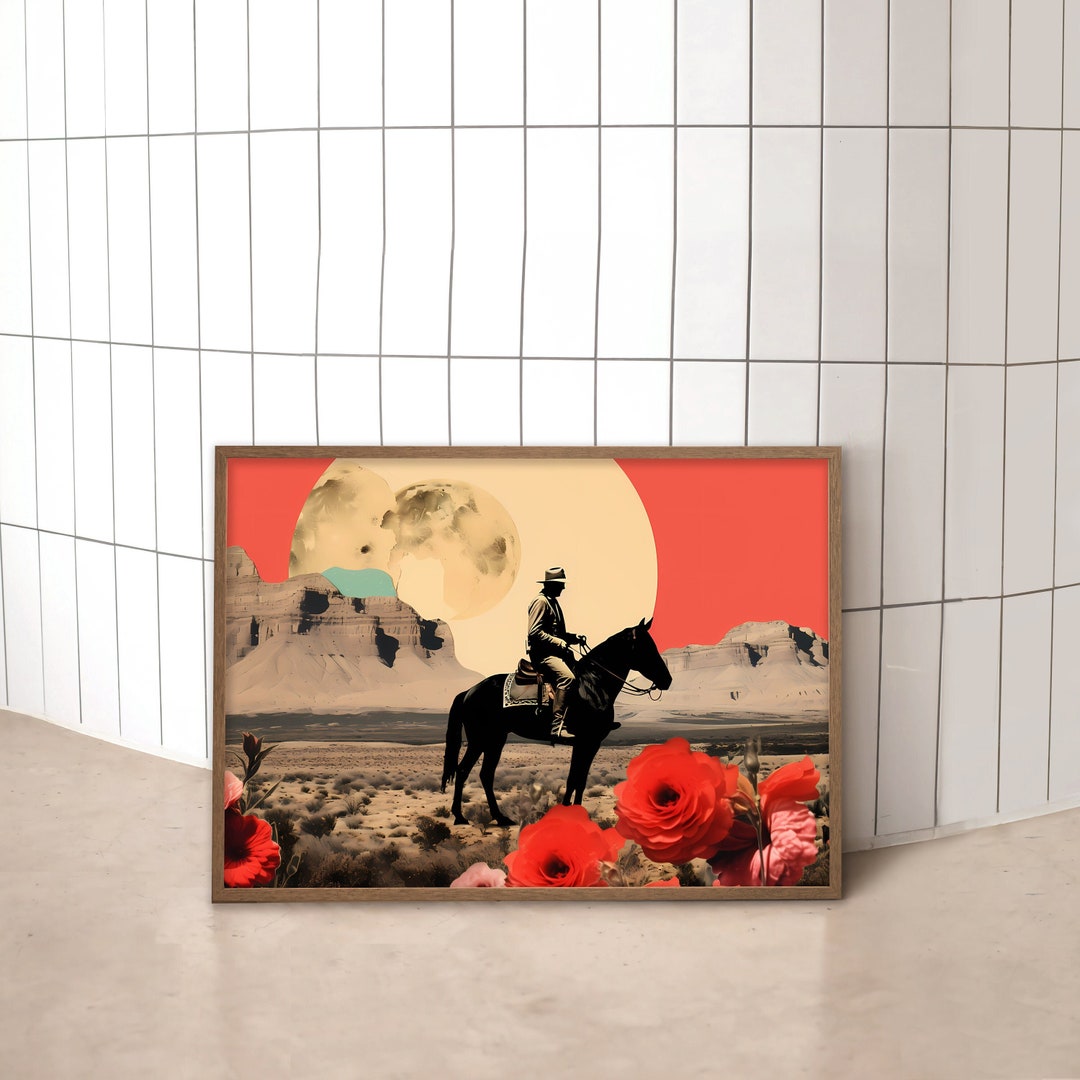Western Cowboy Collage Art Print Digital Download Printable - Etsy