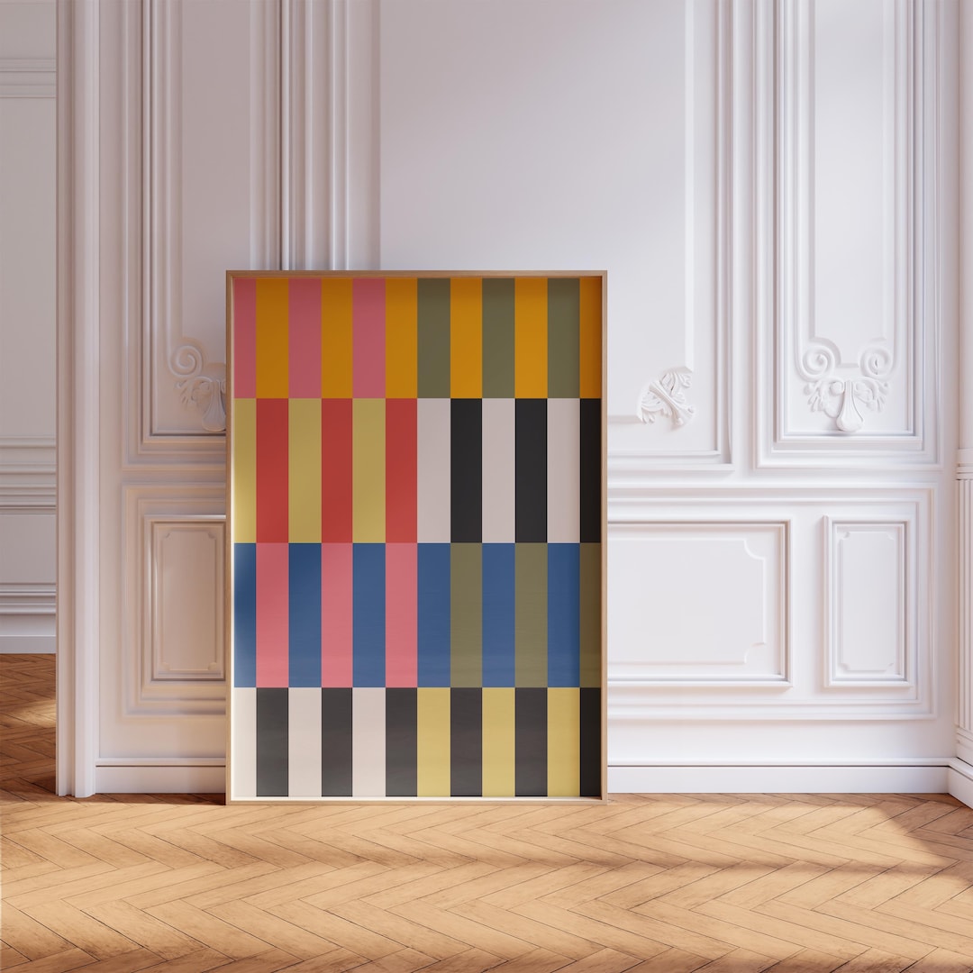 Colored Geo Tiles Digital Art Print, Psychedelic Wall Art, Dopamine ...