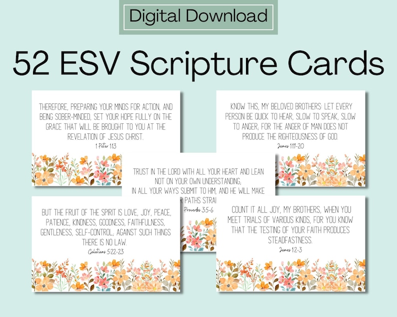 ESV Scripture Cards - 5.5x8.5 Printable Memory Verse Cards - Etsy