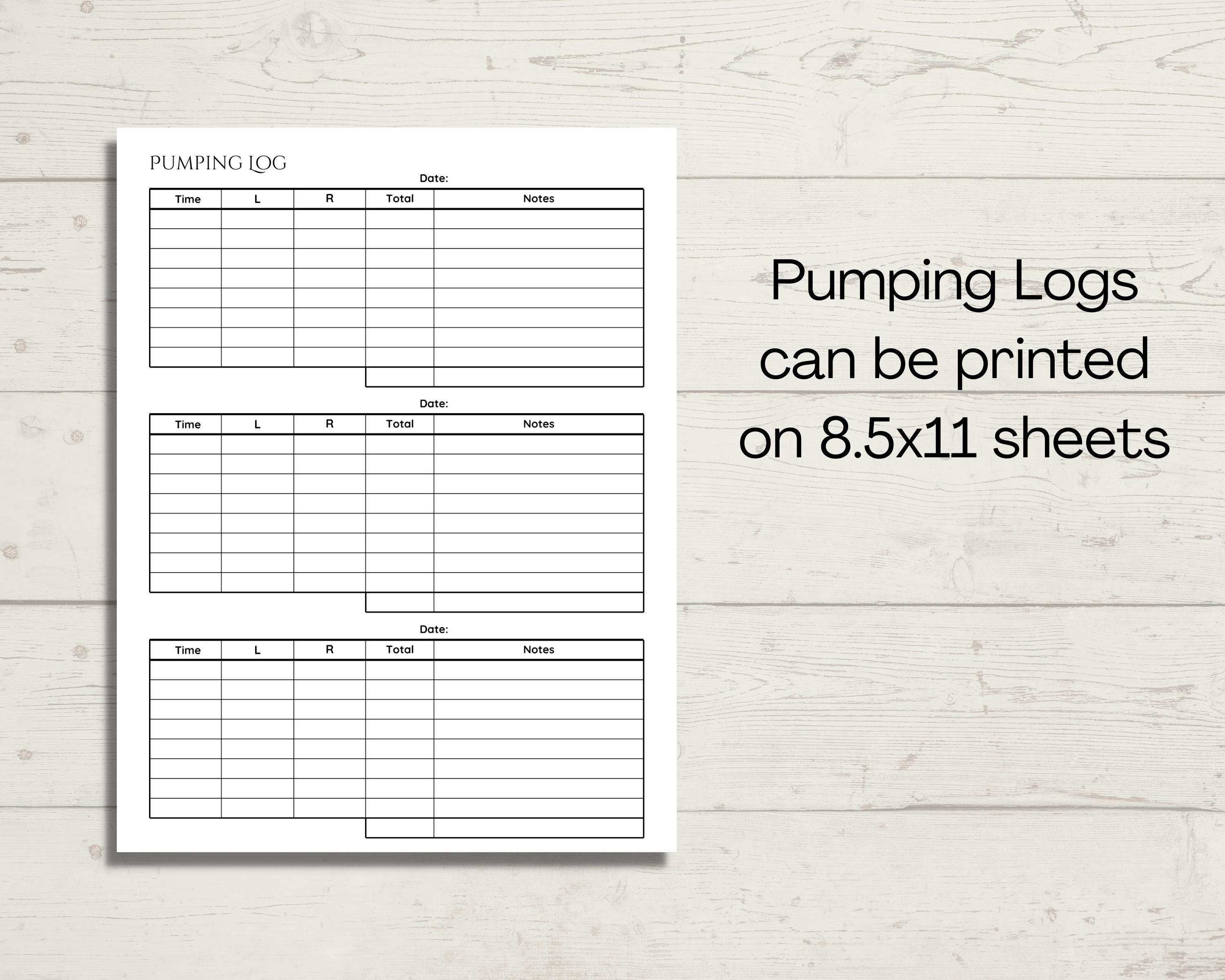 Pumping Log - Printable Pumping Log to Track Daily Ounces - Etsy
