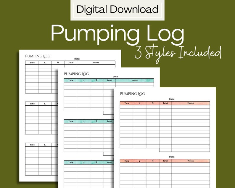Pumping Log - Printable Pumping Log to Track Daily Ounces - Etsy