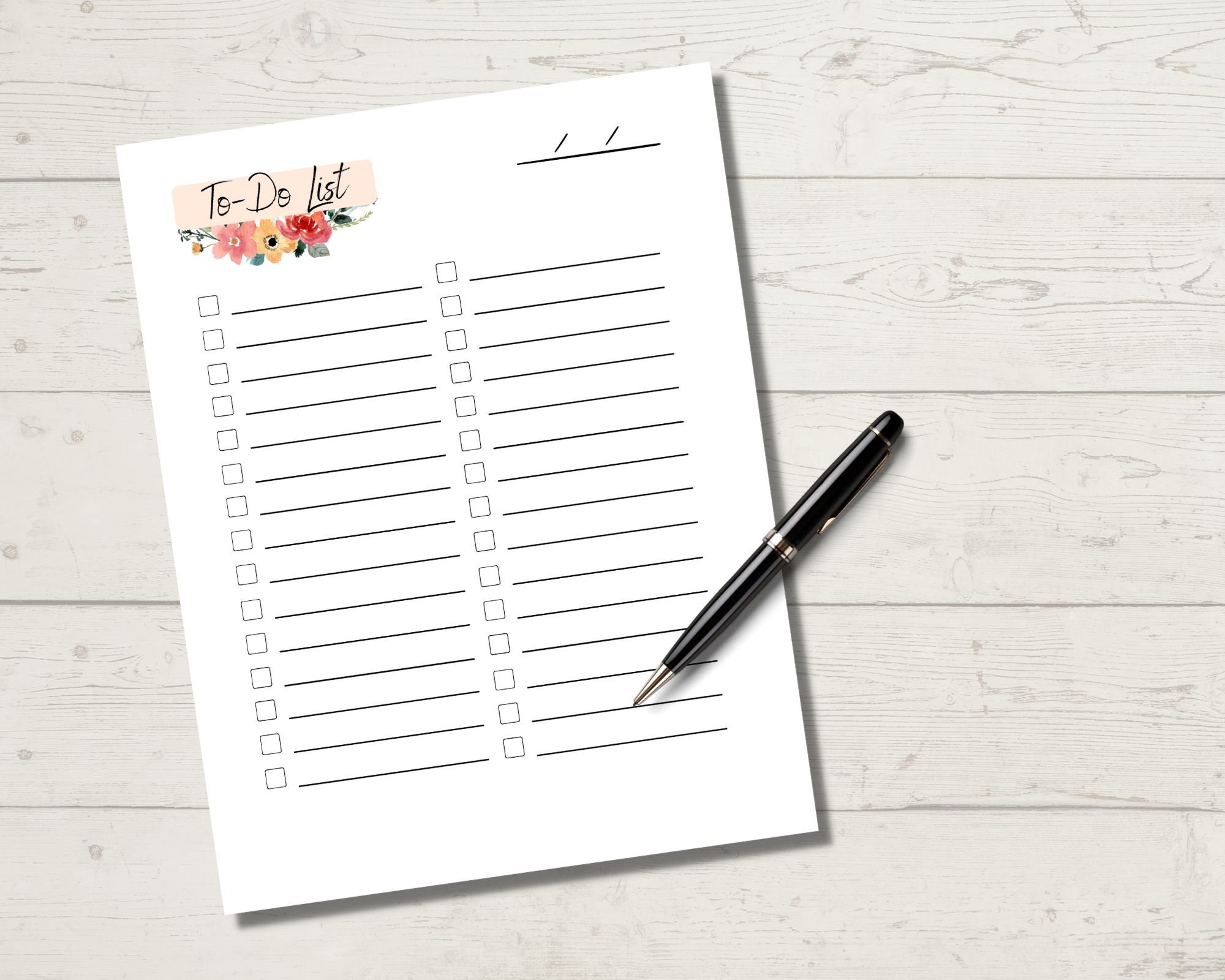 Floral Printable to Do List Check List PDF File A4 and 8.5x11 - Etsy