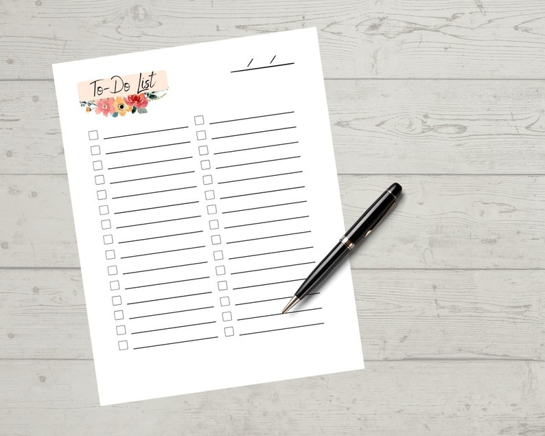 Floral Printable to Do List Check List PDF File A4 and - Etsy