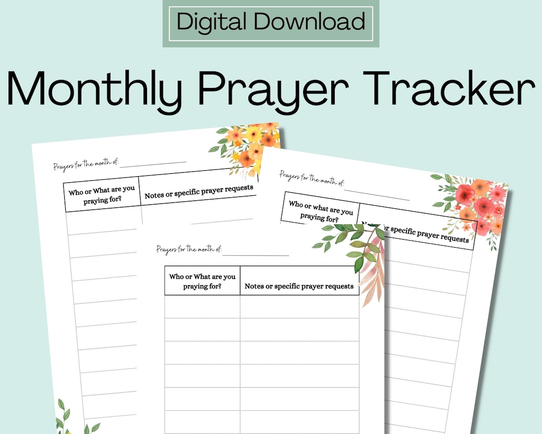 Floral Monthly Prayer Tracker Chart - Etsy