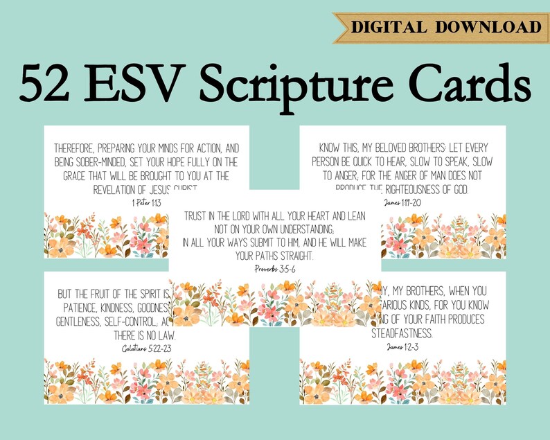 ESV Scripture Cards 5.5x8.5 Printable Memory Verse Cards - Etsy