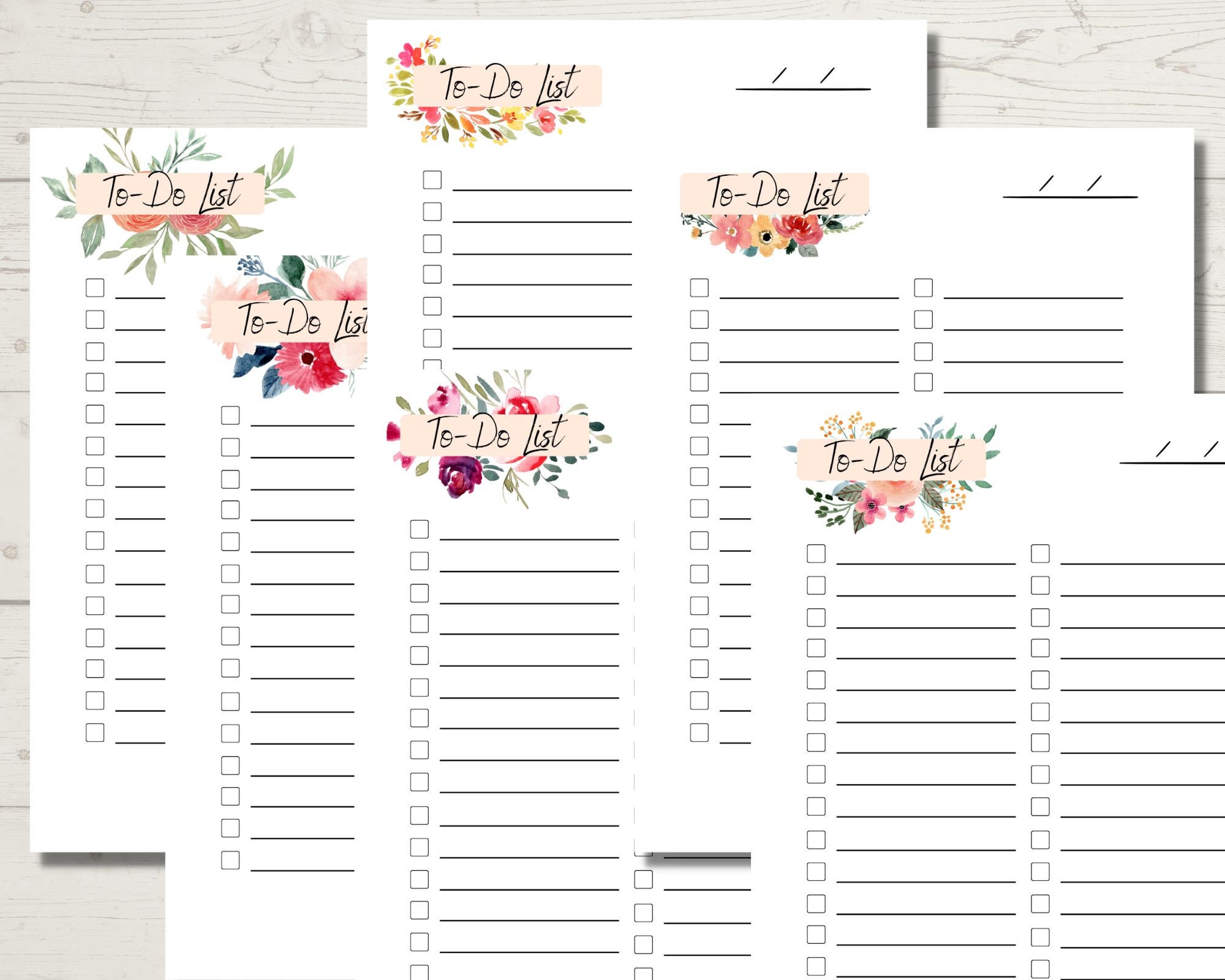 Floral Printable to Do List Check List PDF File A4 and 8.5x11 - Etsy