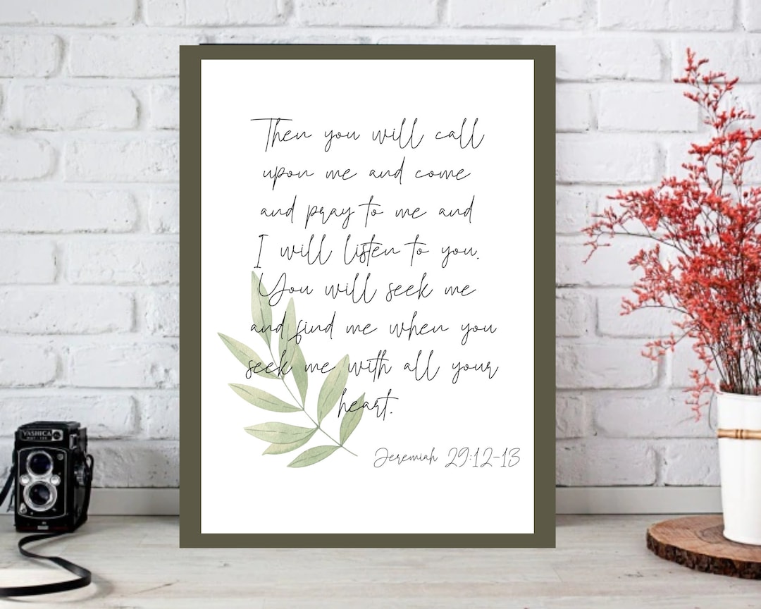 Jeremiah 29:12-13 , Bible Verse Art, Scripture Printable, Scripture ...