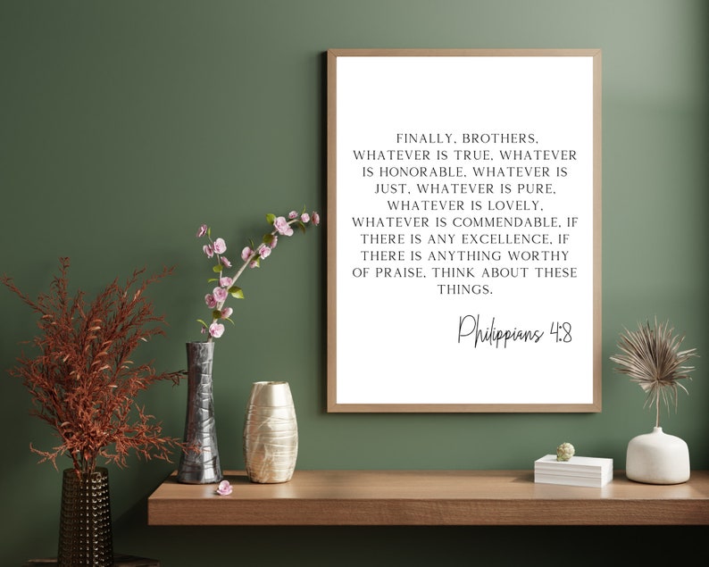 Philippians 4:8 , Bible Verse Art, Scripture Printable, Scripture Wall ...