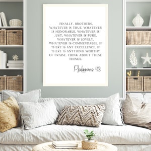 Philippians 4:8 , Bible Verse Art, Scripture Printable, Scripture Wall ...