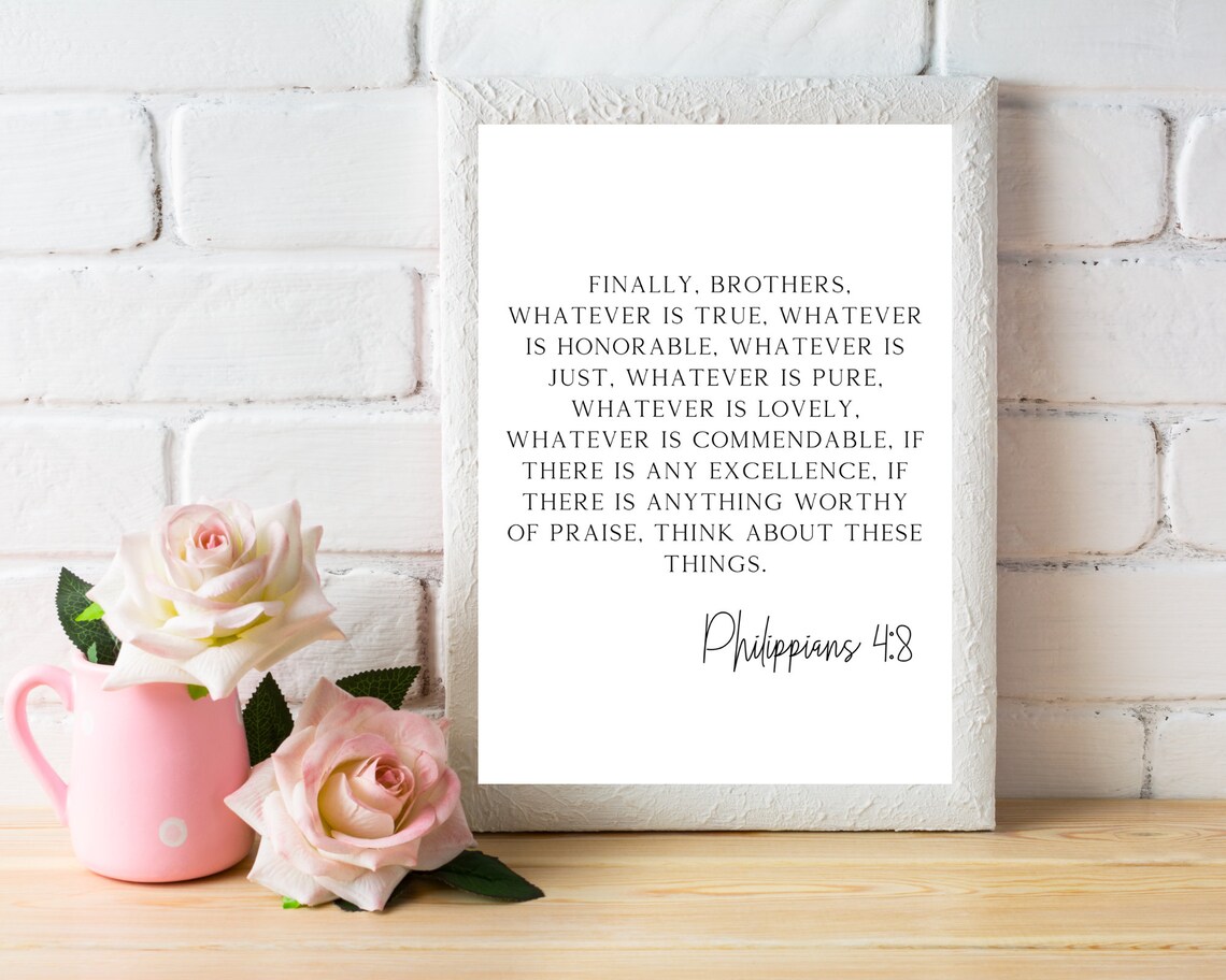 Philippians 4:8 , Bible Verse Art, Scripture Printable, Scripture Wall ...