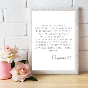 Philippians 4:8 , Bible Verse Art, Scripture Printable, Scripture Wall ...