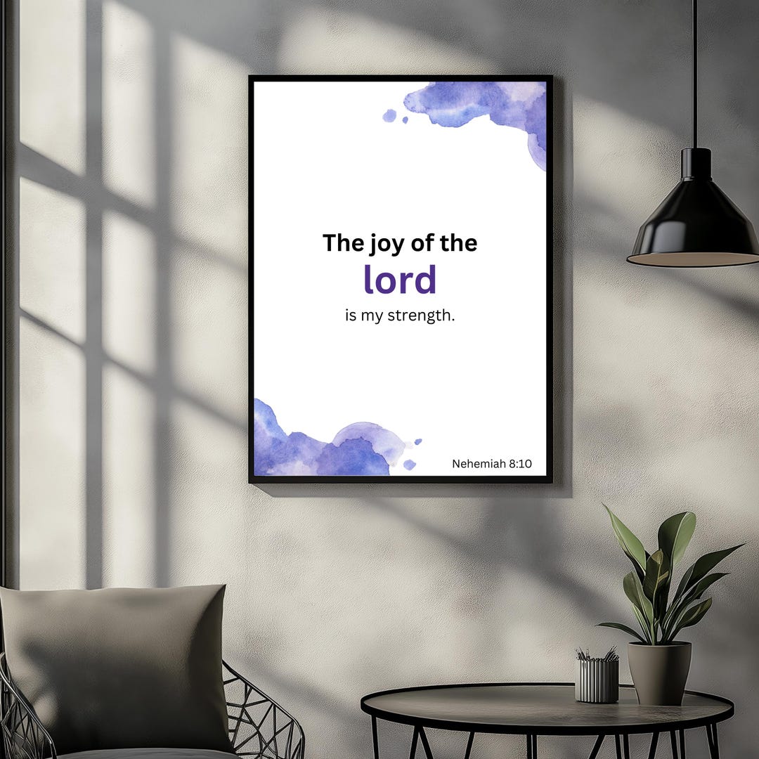 Bible Verse Wall Art Print | Nehemiah 8:10 Scripture Digital Download ...