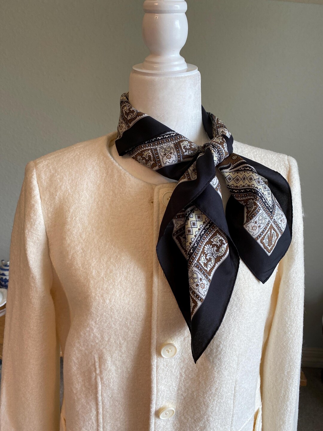 Vintage 60s 70s Style Scarves by Nasharr Intricate Paisley Square Scarf ...