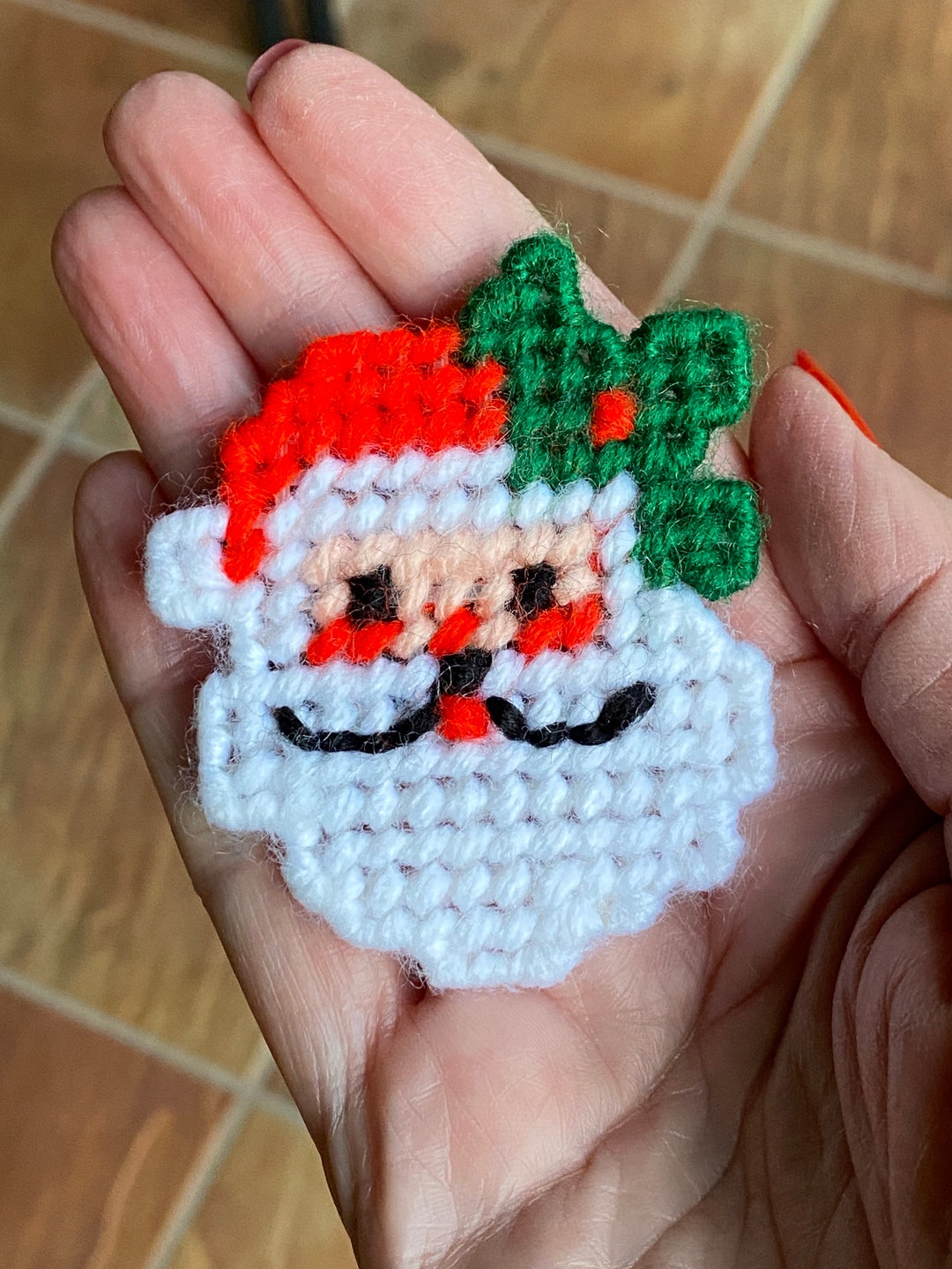 Vintage Hand Knitted Yarn Santa Brooch Pin Retro Kitschy Cute - Etsy