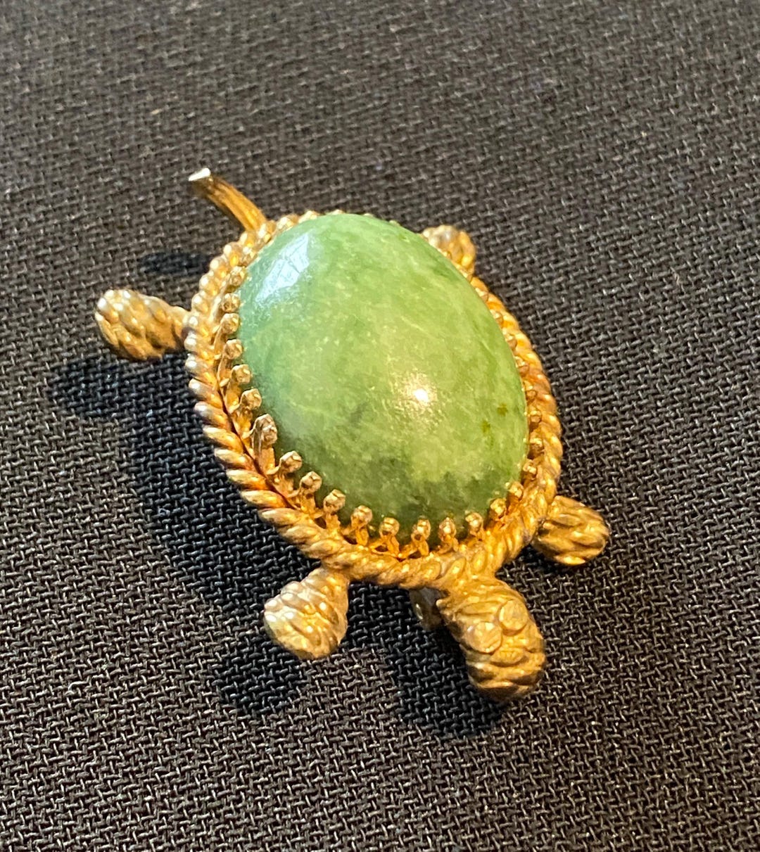 Vintage Turtle Pin Winard 12k Gold Filled Semi Precious Stone Cabochon ...