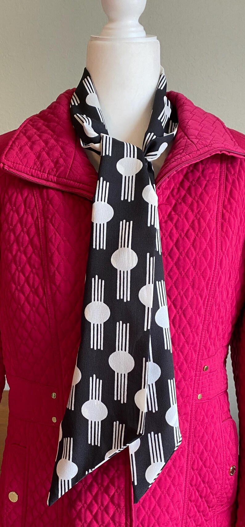 Vintage Mod Groovy 60s 70s Style Geometric Long Scarf Black and Cream ...