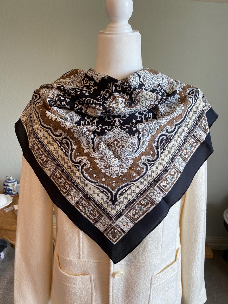 Vintage 60s 70s Style Scarves by Nasharr Intricate Paisley Square Scarf ...