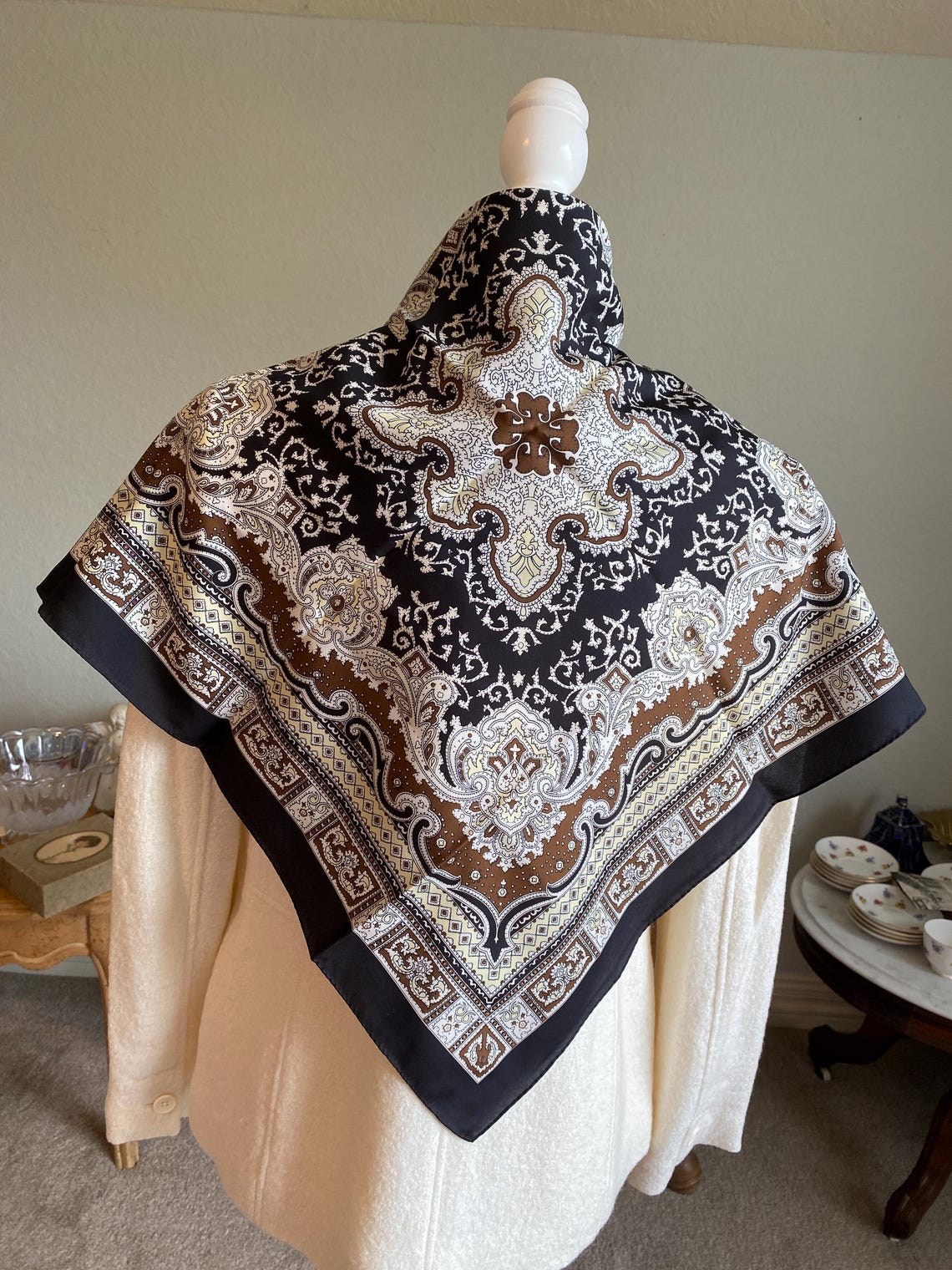 Vintage 60s 70s Style Scarves by Nasharr Intricate Paisley Square Scarf ...