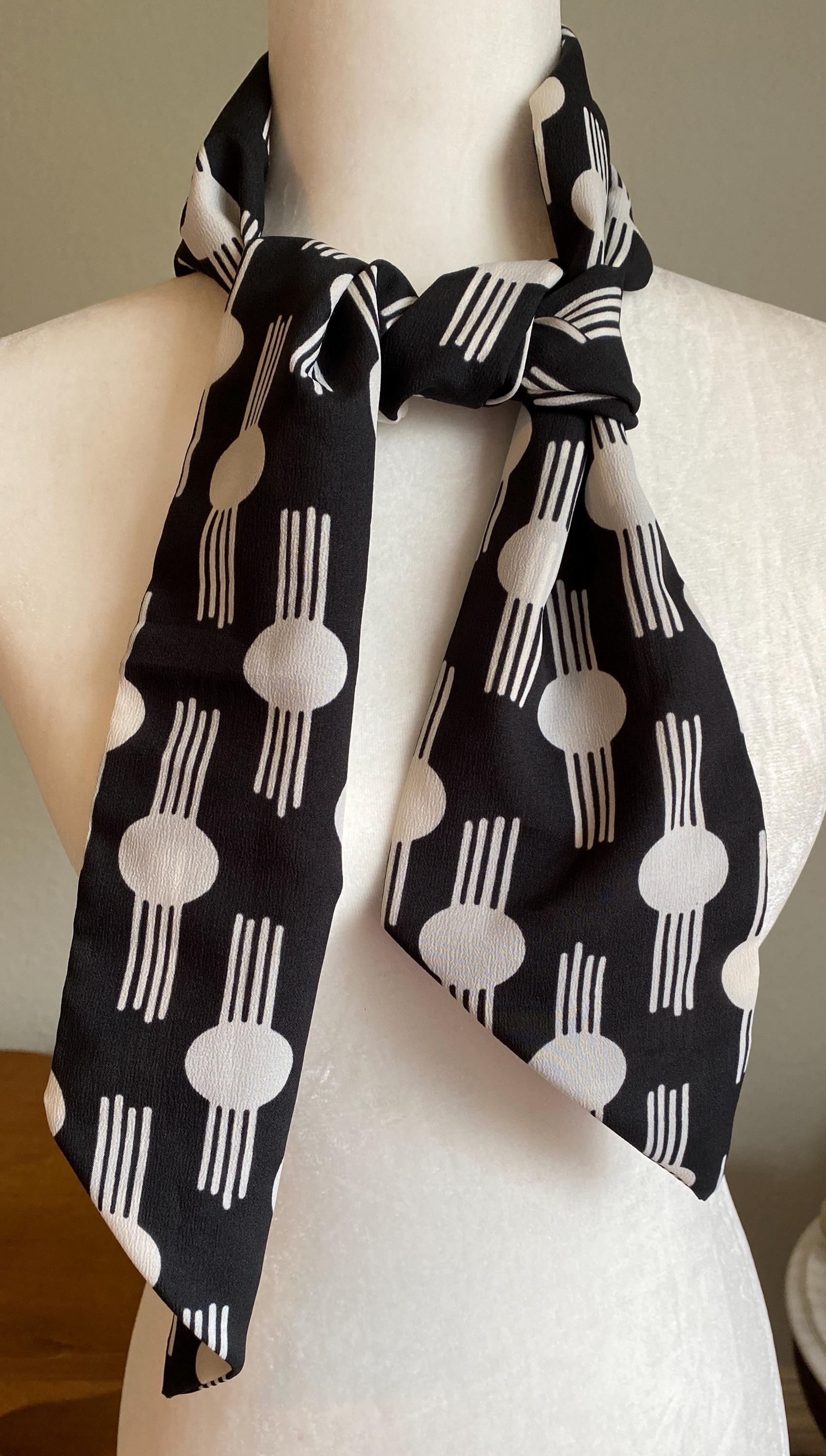 Vintage Mod Groovy 60s 70s Style Geometric Long Scarf Black and Cream ...