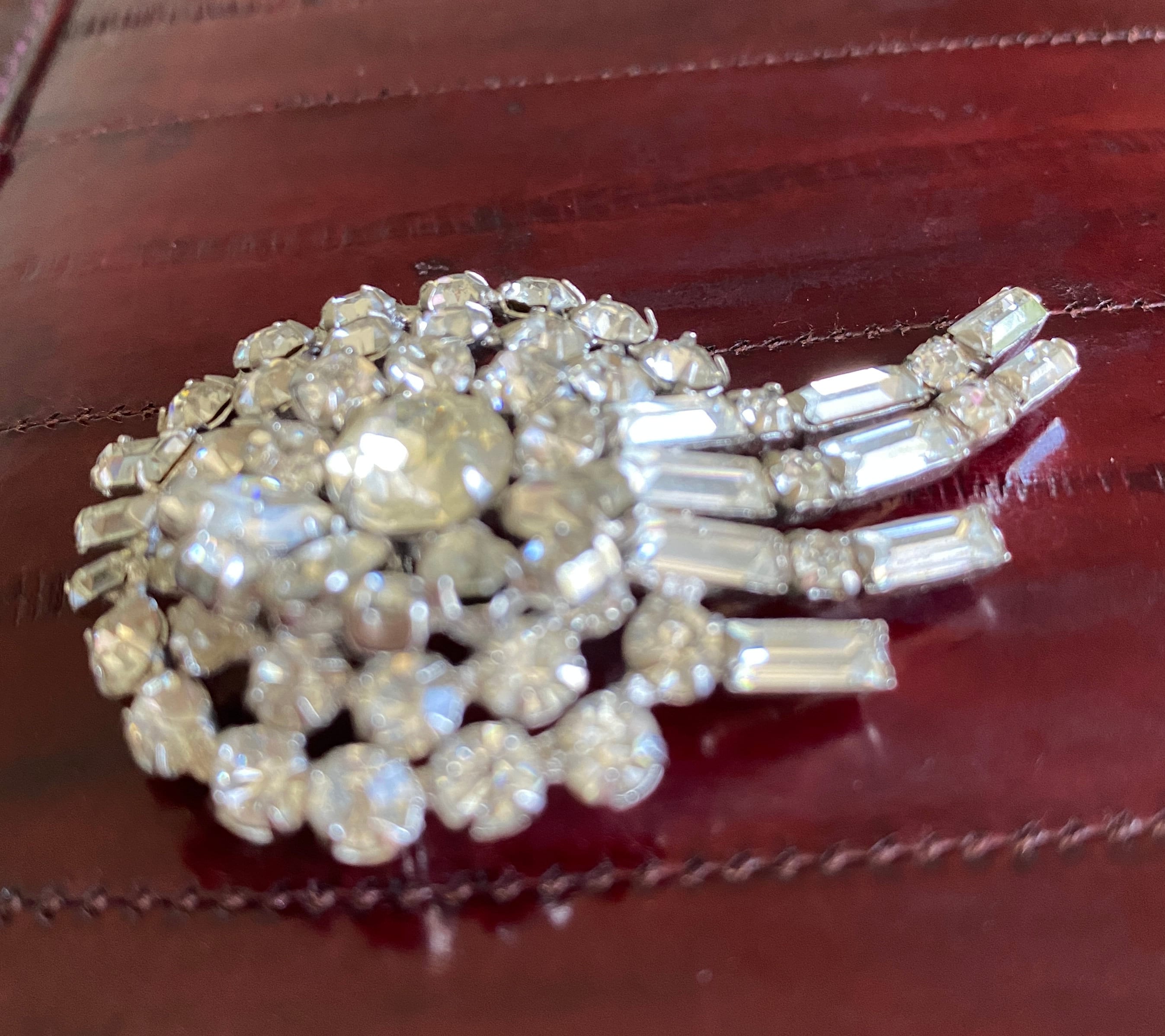 Vintage Art Deco Style Kramer of New York Rhinestone Brooch Elegant ...