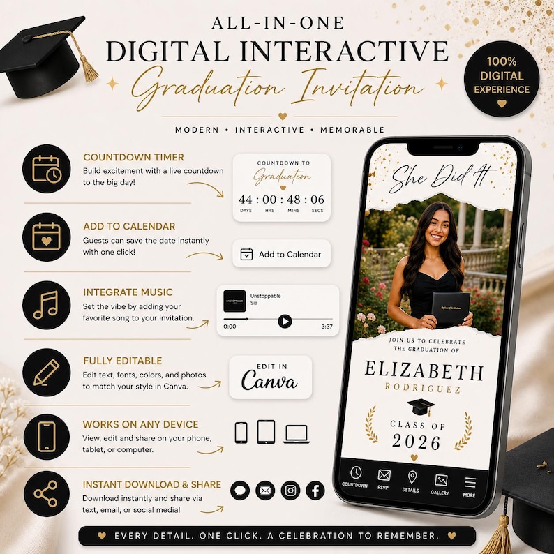 Digital Interactive Graduation Invitation | RSVP Trackable | Custom ...