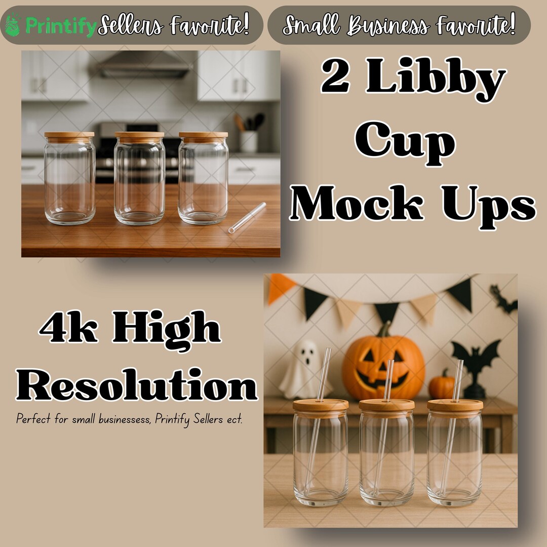 Libby Glass Cup Mockup Bundle: 4K PNG Images, Halloween & Kitchen ...