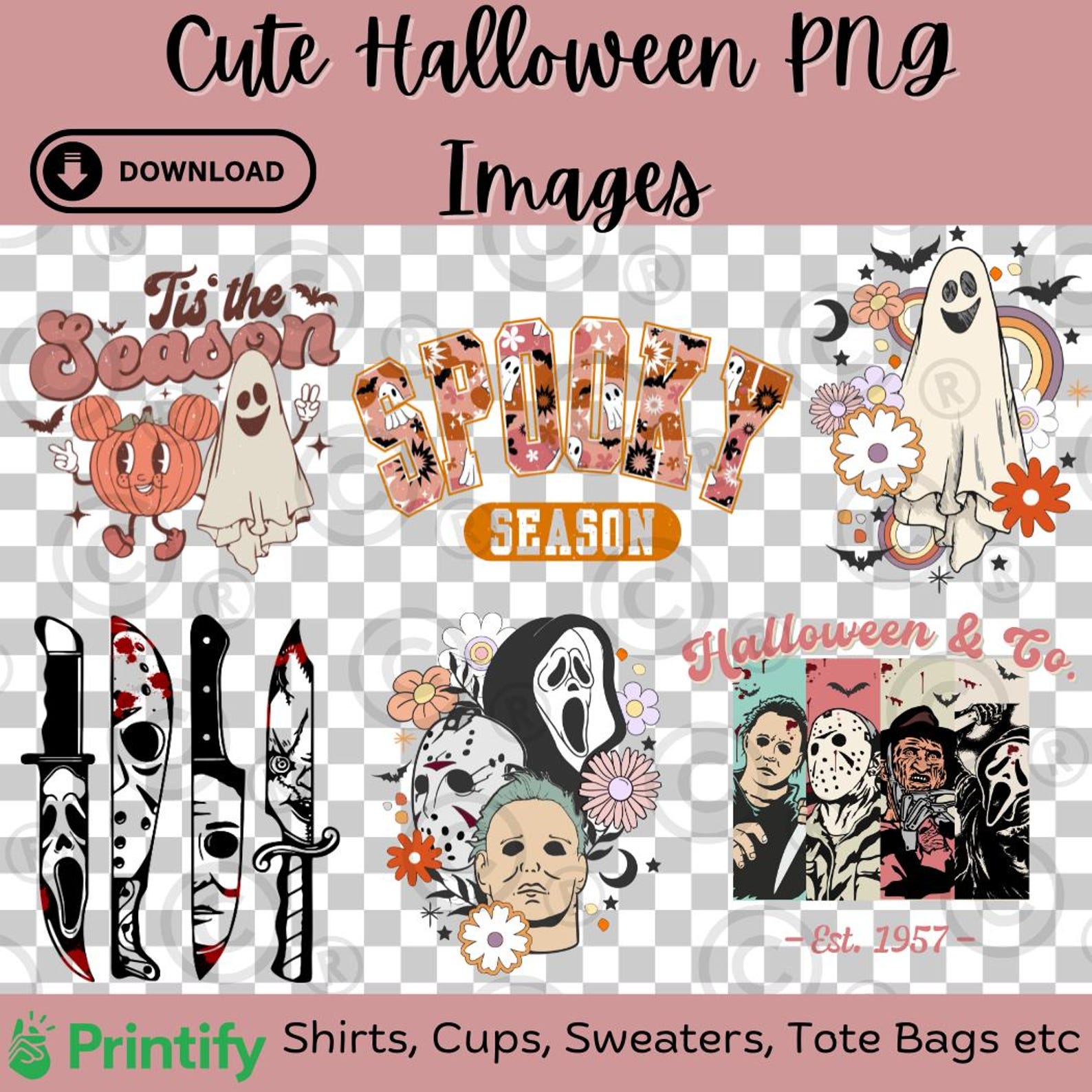 Cute Halloween PNG, DTF, SVG Cute Images, Printify Images, Halloween ...
