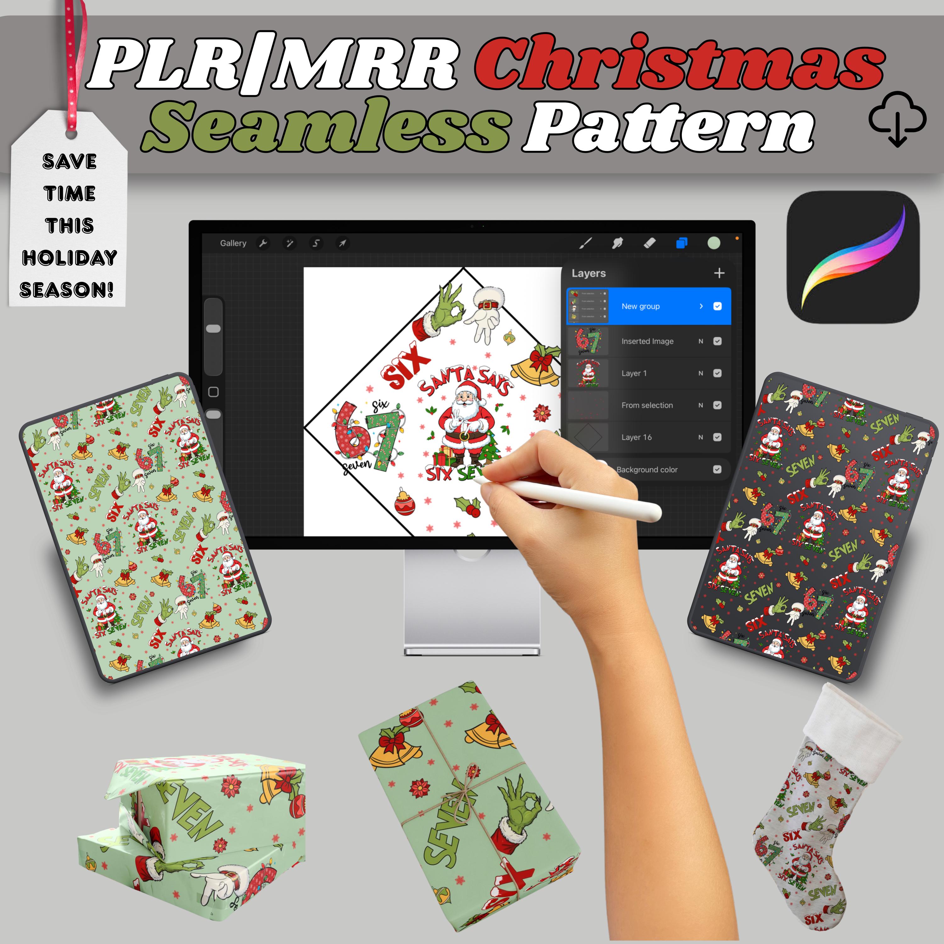 Christmas Wrapping Paper Seamless Pattern PLR Mrr|editable Procreate ...