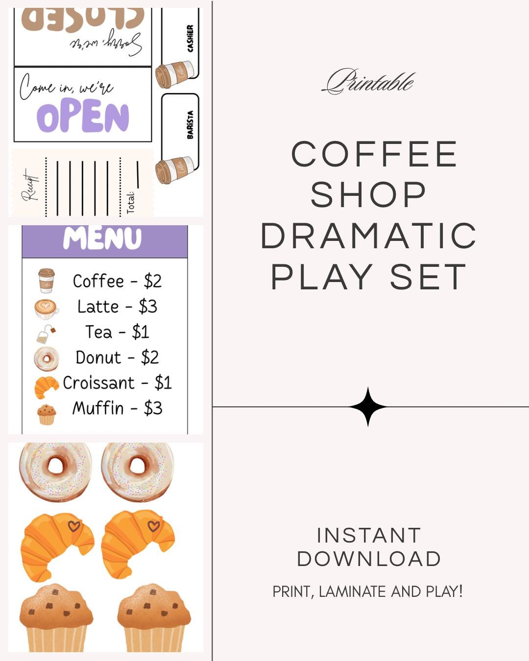 Coffee Shop Dramatic Play Set - Etsy