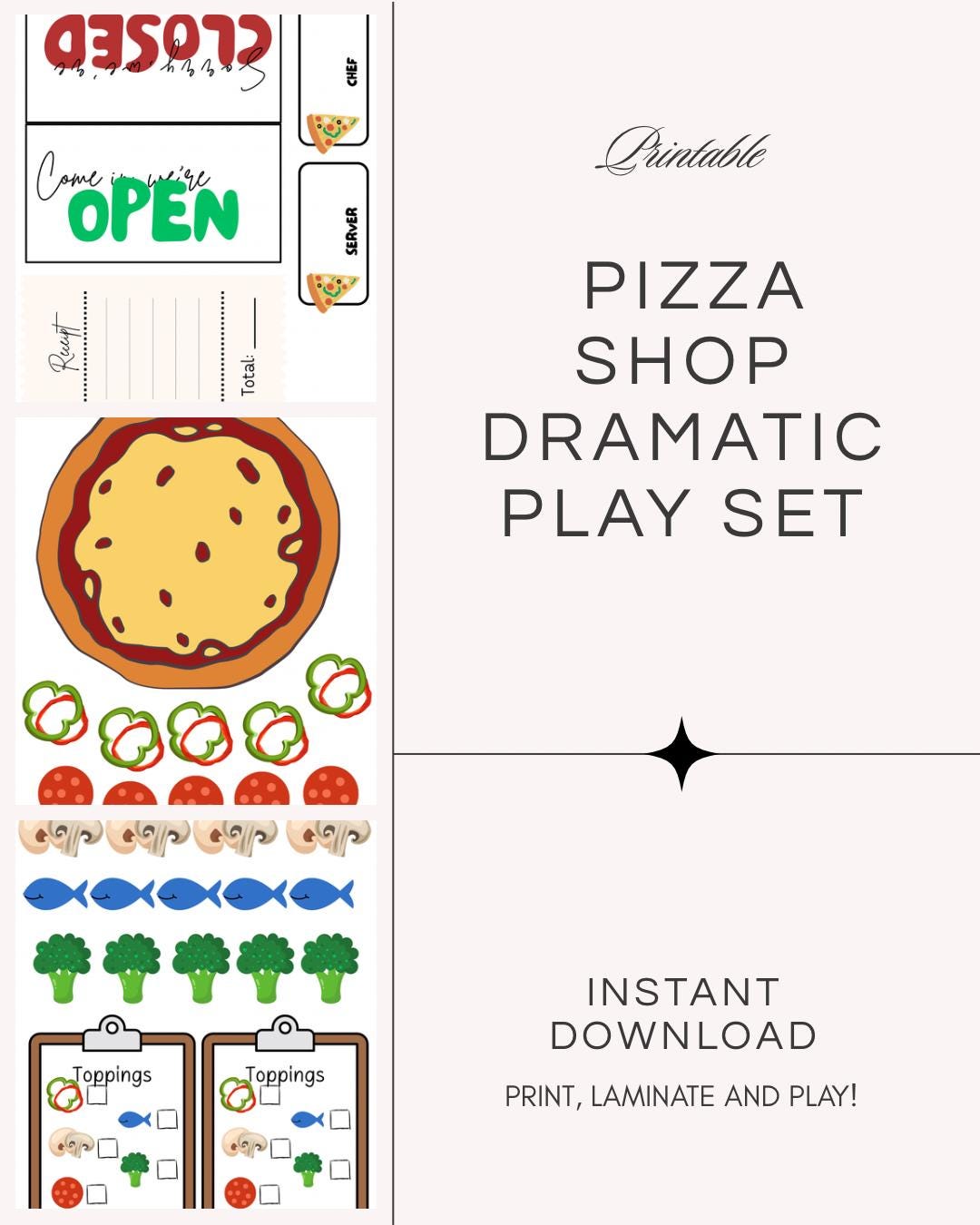 Pizza Shop Dramatic Play Set - Etsy