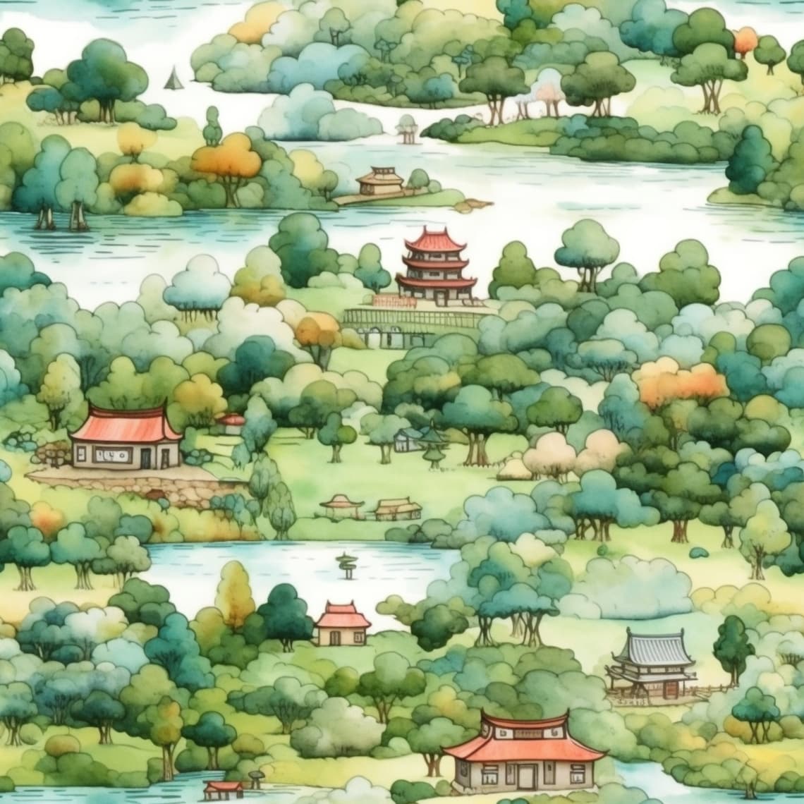 6 Ghibli / Zelda Inspired Seamless Digital Background Patterns ...