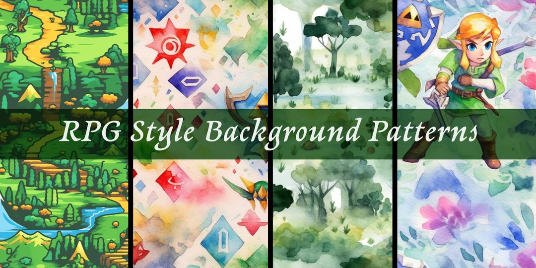 4 Zelda Inspired Seamless Digital Background Patterns, Scrapbook Paper ...