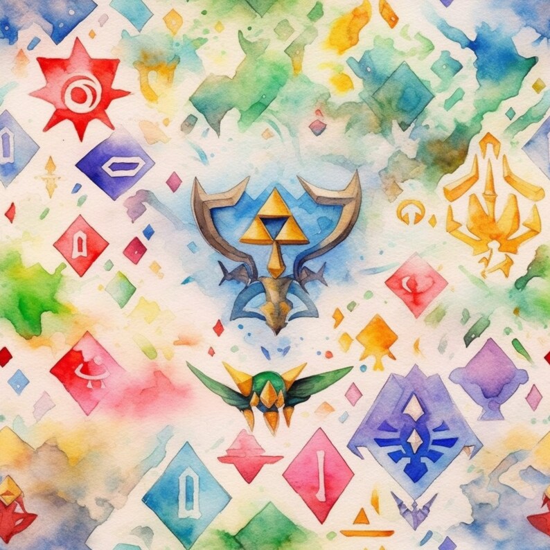 4 Zelda Inspired Seamless Digital Background Patterns, Scrapbook Paper ...